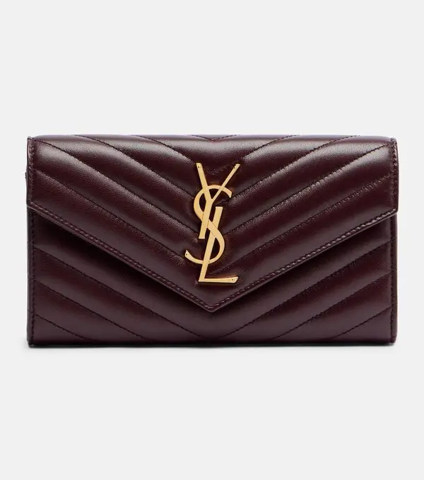 Saint Laurent Cassandre Matelassé Leather Wallet - Burgundy