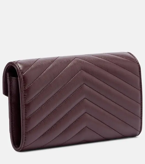 Saint Laurent Cassandre Matelassé Leather Wallet - Burgundy