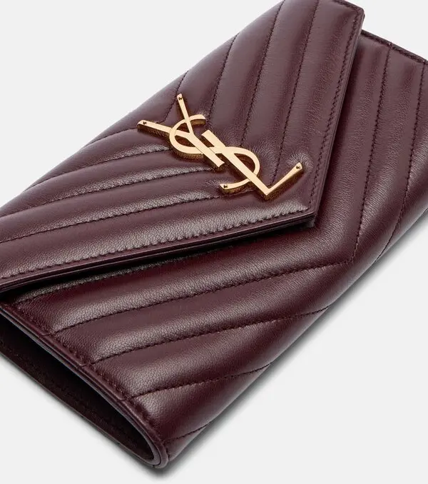 Saint Laurent Cassandre Matelassé Leather Wallet - Burgundy