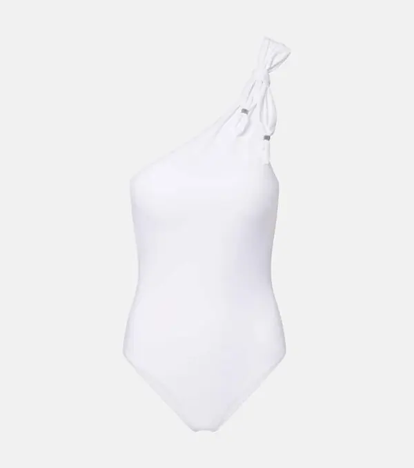 Brunello Cucinelli Monili One-shoulder Swimsuit - White