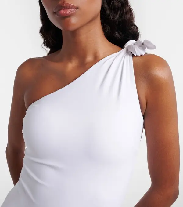 Brunello Cucinelli Monili One-shoulder Swimsuit - White