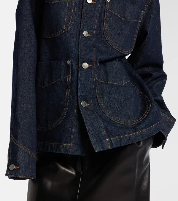 Khaite Wyatt Corduroy-trimmed Denim Jacket - Blue