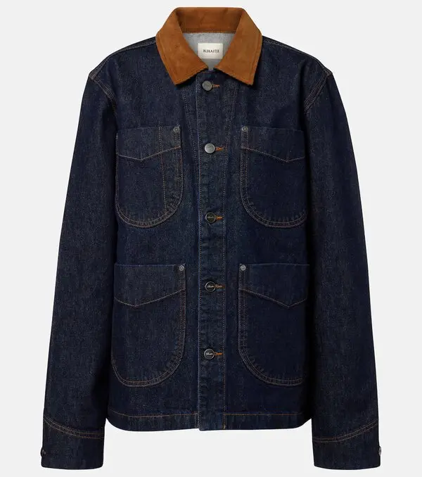 Khaite Wyatt Corduroy-trimmed Denim Jacket - Blue