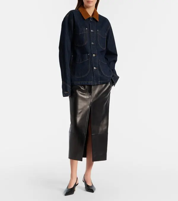 Khaite Wyatt Corduroy-trimmed Denim Jacket - Blue
