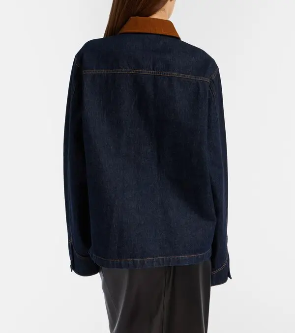 Khaite Wyatt Corduroy-trimmed Denim Jacket - Blue
