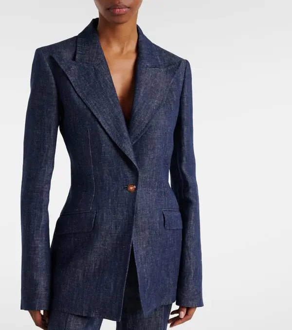Gabriela Hearst Leiva Linen Blazer - Blue