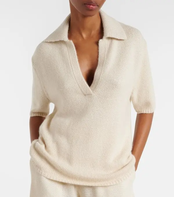 Gabriela Hearst Sohan Cashmere Polo Shirt - White