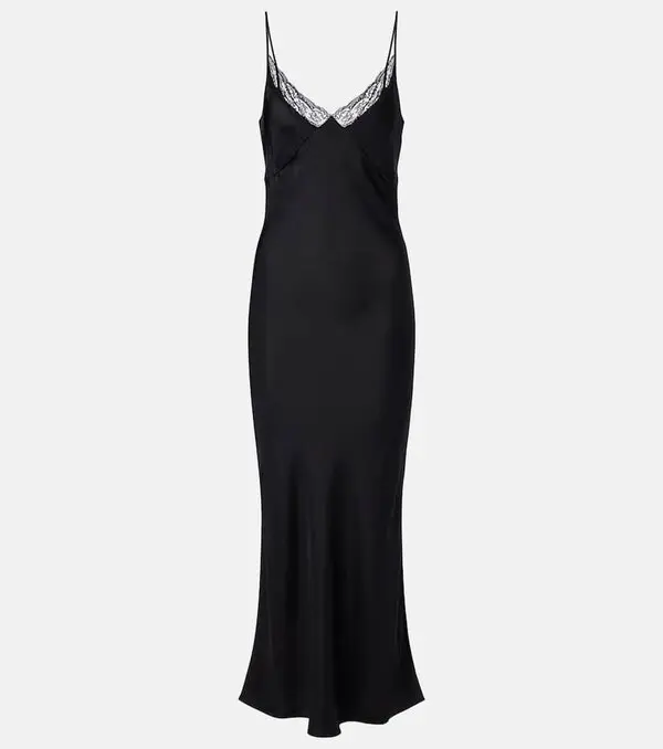 THE ROW Barina Lace-trimmed Silk Slip Dress - Black