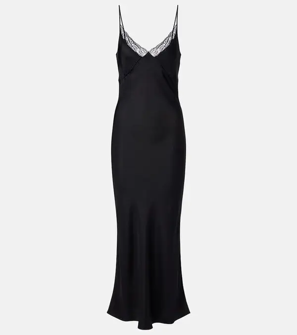 THE ROW Barina Lace-trimmed Silk Slip Dress - Black