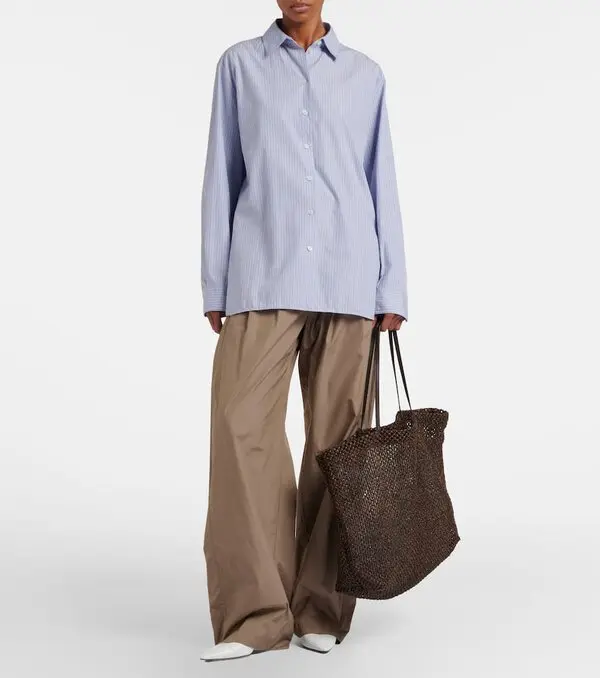 THE ROW Barn Medium Leather-trimmed Mesh Tote Bag
