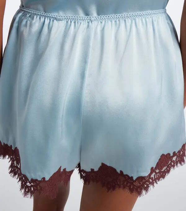 DÔEN Iona Lace-trimmed Silk Shorts - Blue