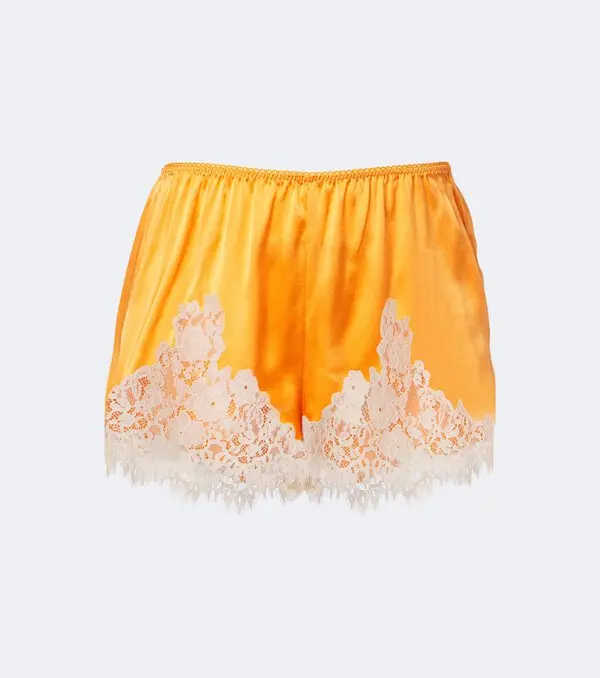 DÔEN Iona Lace-trimmed Silk Shorts - Orange