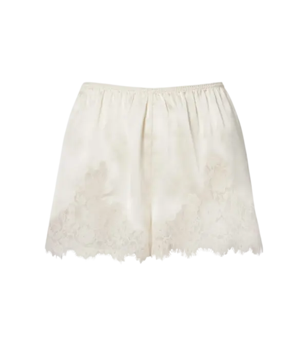 DÔEN Iona Lace-trimmed Silk Shorts - White