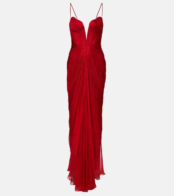 MARIA LUCIA HOHAN Cecilia Draped Silk Gown - Red