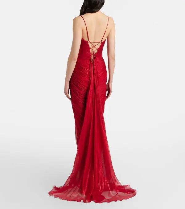 MARIA LUCIA HOHAN Cecilia Draped Silk Gown - Red