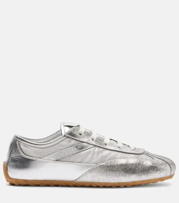 Alexander McQueen Boxe Metallic Leather Sneakers - Silver