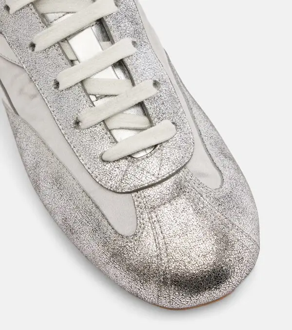 Alexander McQueen Boxe Metallic Leather Sneakers - Silver