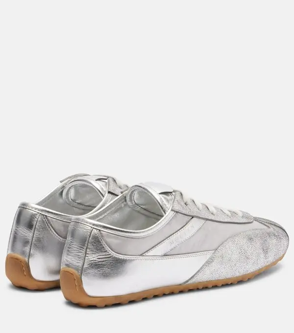 Alexander McQueen Boxe Metallic Leather Sneakers - Silver