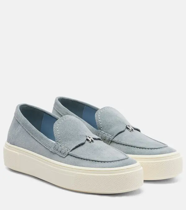 Hogan H705 Suede Platform Loafers - Blue