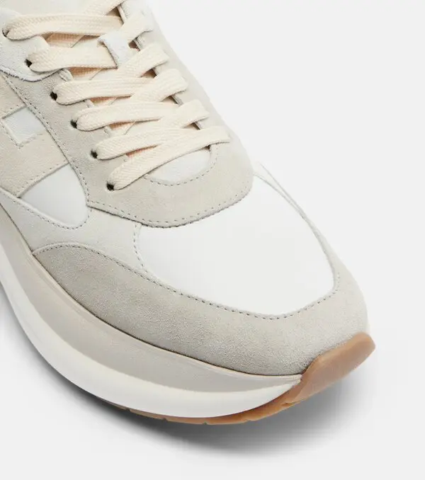 Hogan H696 Suede And Leather Platform Sneakers - White