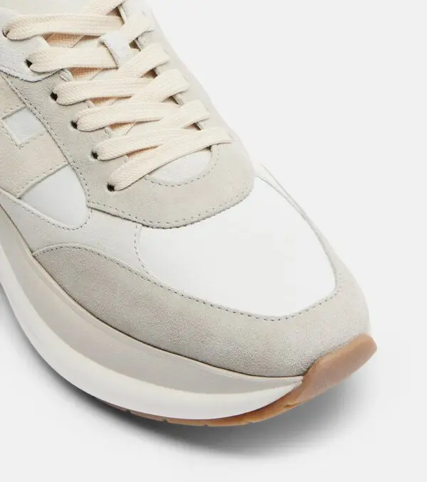 Hogan H696 Suede And Leather Platform Sneakers - White