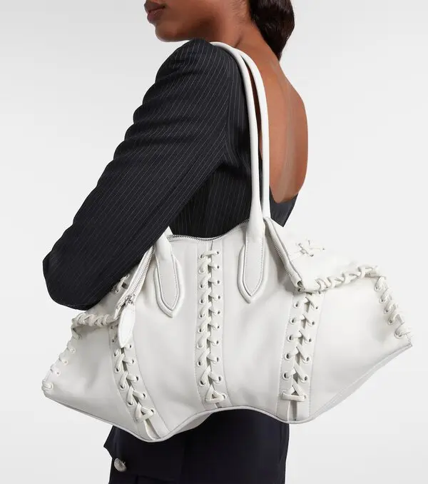 Alexander McQueen Manta Medium Leather Shoulder Bag - White