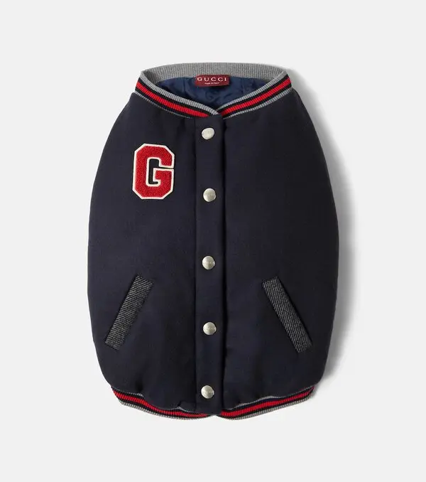 Gucci Embroidered Wool Dog Coat - Blue