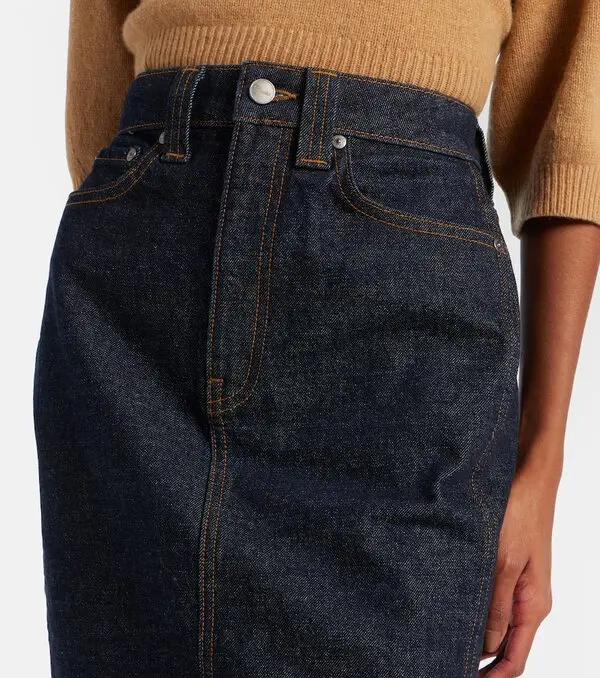 Khaite Kendra Denim Midi Skirt - Blue