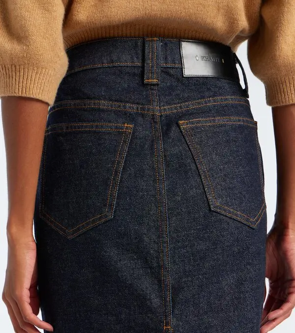 Khaite Kendra Denim Midi Skirt - Blue