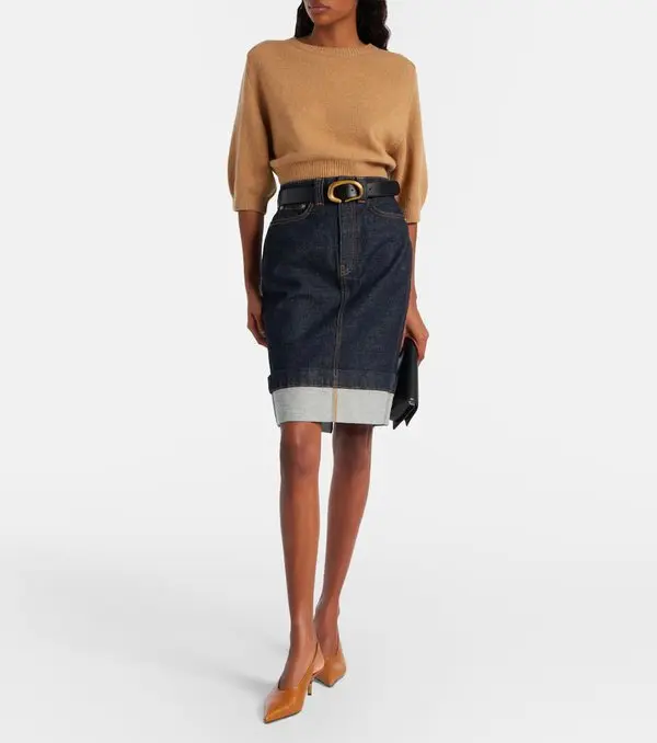 Khaite Kendra Denim Midi Skirt - Blue