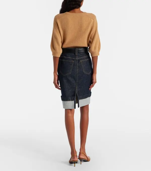Khaite Kendra Denim Midi Skirt - Blue