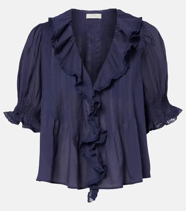 DÔEN Henri Cotton Voile Top - Blue