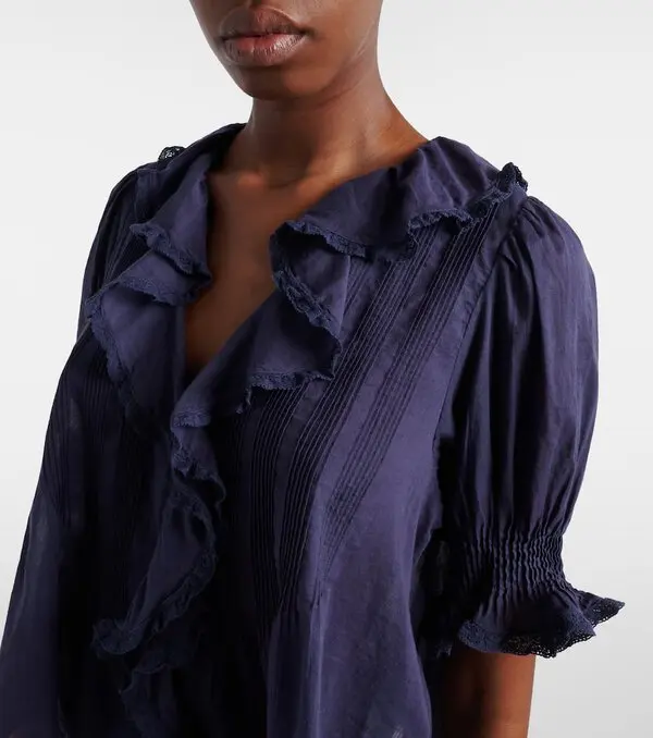 DÔEN Henri Cotton Voile Top - Blue