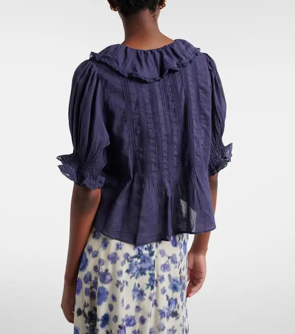 DÔEN Henri Cotton Voile Top - Blue