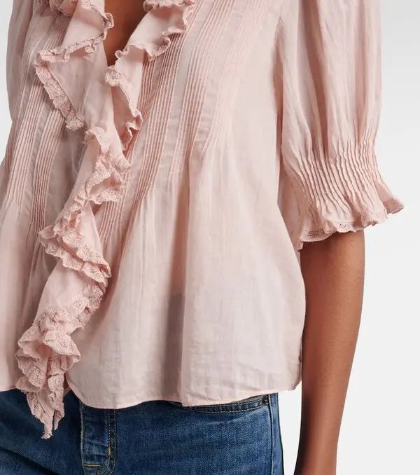 DÔEN Henri Cotton Voile Top - Pink