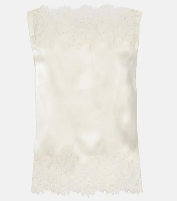 DÔEN Viviane Cutout Lace-trimmed Silk Top