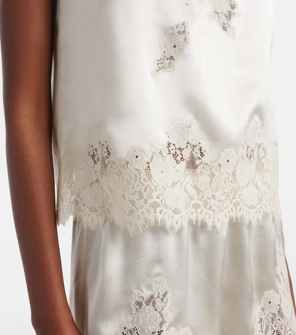 DÔEN Viviane Cutout Lace-trimmed Silk Top