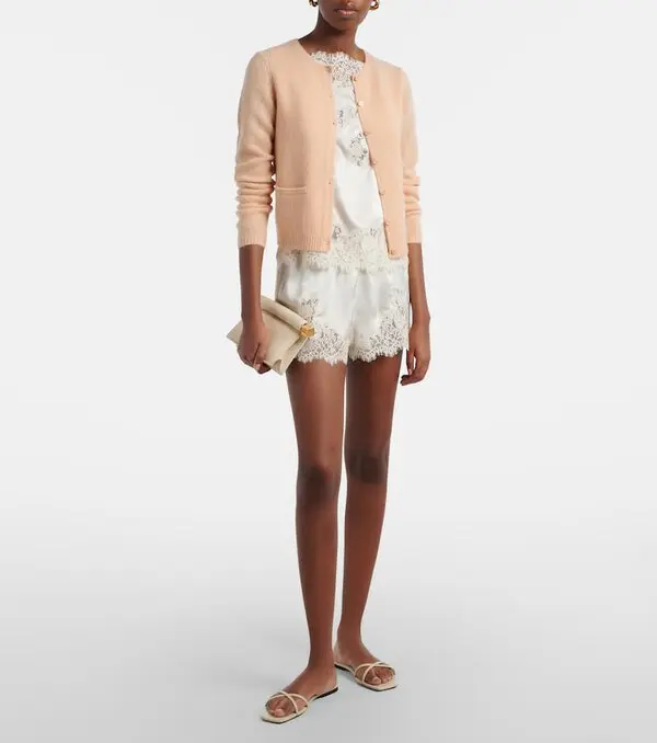 DÔEN Viviane Cutout Lace-trimmed Silk Top