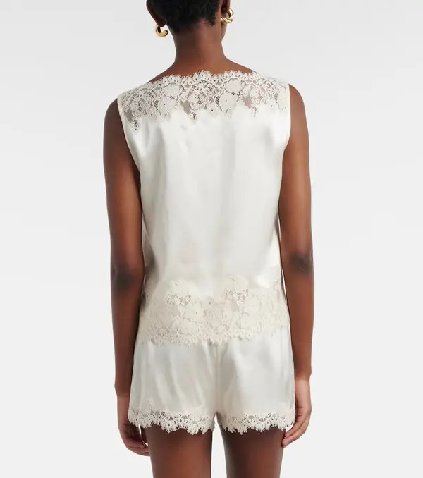 DÔEN Iona Lace-trimmed Silk Satin Shorts - White