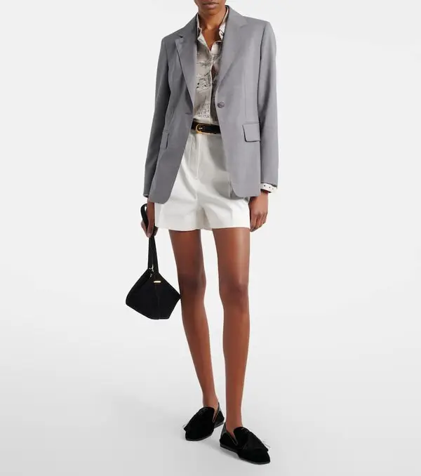 Max Mara Pleated Cotton-blend Shorts