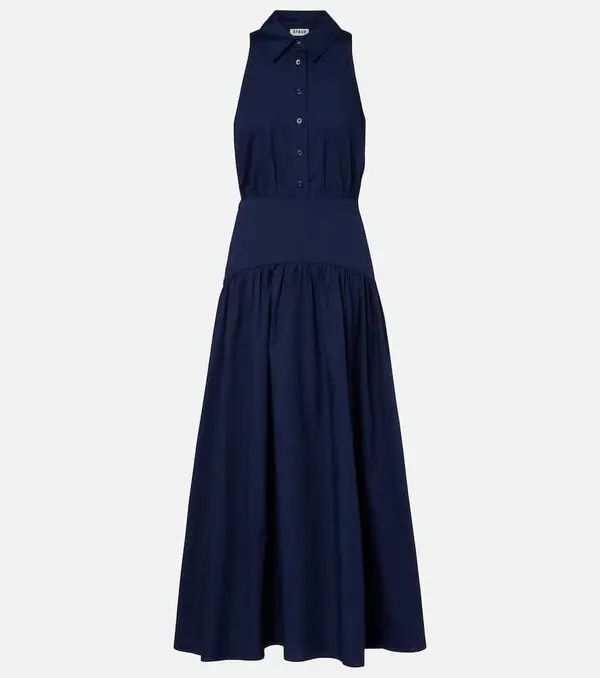 Staud Romy Cotton Midi Dress - Blue