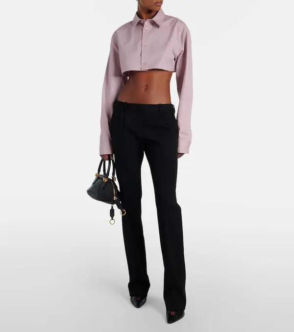Balenciaga Cropped Cotton And Silk Poplin Shirt