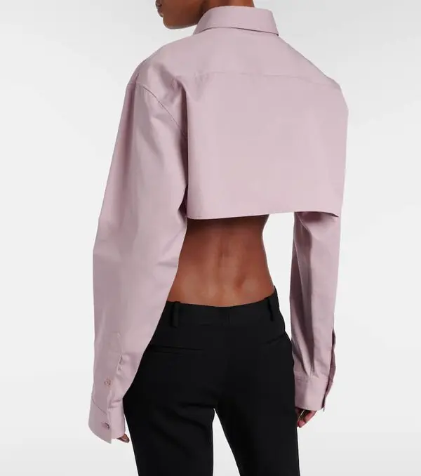 Balenciaga Cropped Cotton And Silk Poplin Shirt