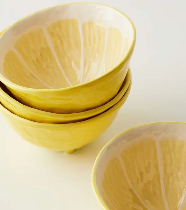 BORDALLO PINHEIRO Lemon Set Of 4 Ceramic Bowls
