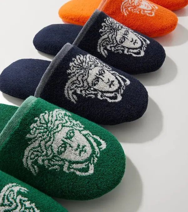 Versace Medusa Cotton Terry Slippers - Blue
