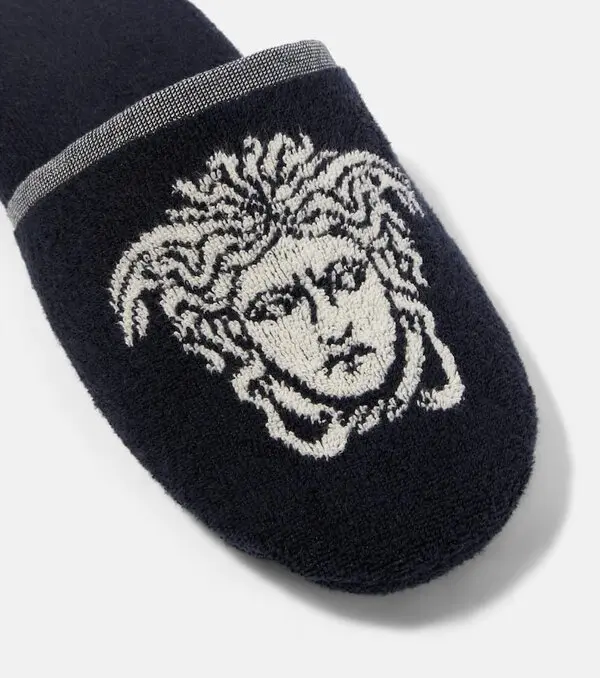 Versace Medusa Cotton Terry Slippers - Blue