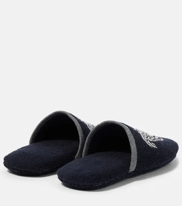 Versace Medusa Cotton Terry Slippers - Blue