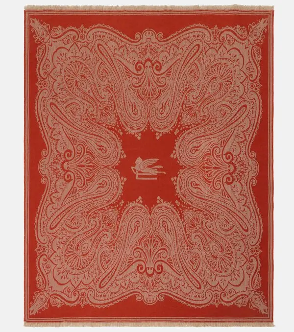 Etro Paisley Wool Jacquard Throw - Red