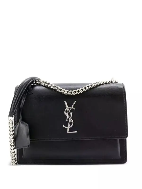 Saint Laurent Sunset Leather Medium Crossbody Bag - Black