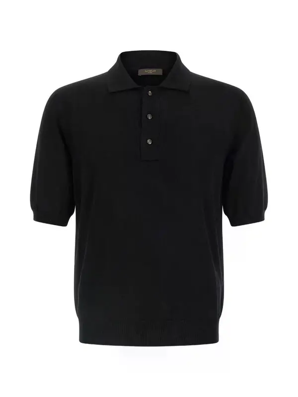 ZANONE Knit Short-sleeve Polo Shirt - Black